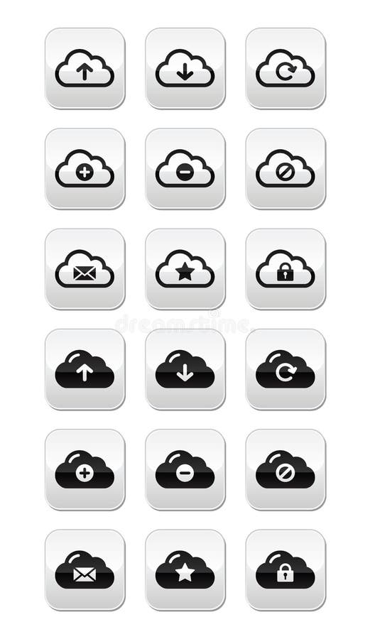 Cloud buttons set for web stock illustration. Illustration of control ...