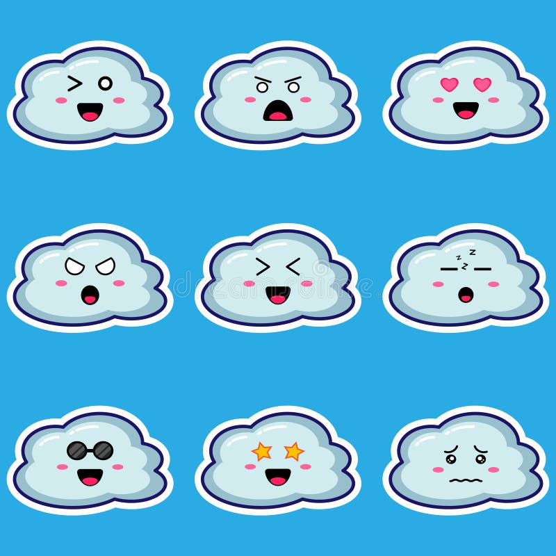 Clouds cartoon emoticon stock vector. Illustration of design - 248426523