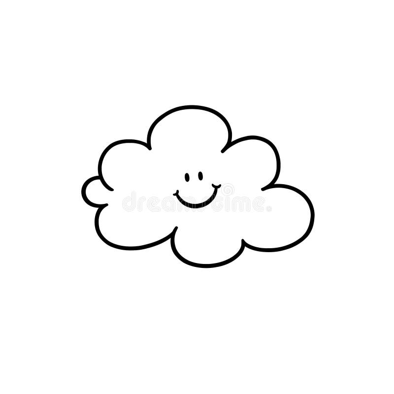 Cute Cloud Black and White Cartoon Stock Illustration - Illustration of ...