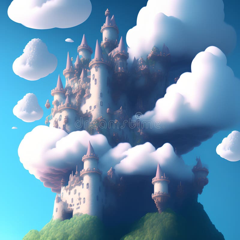 Cloud Castle, Generative AI Illustration Stock Illustration - Illustration of cloudy, cloud ...