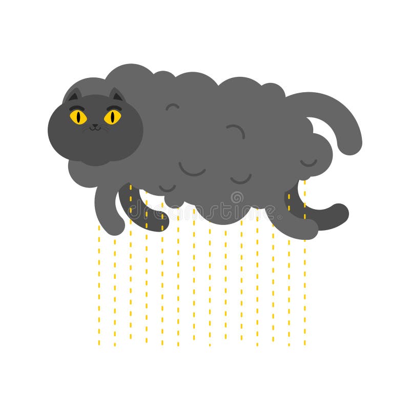 Cloud cat. rain cloud pet stock illustration. Illustration of white ...