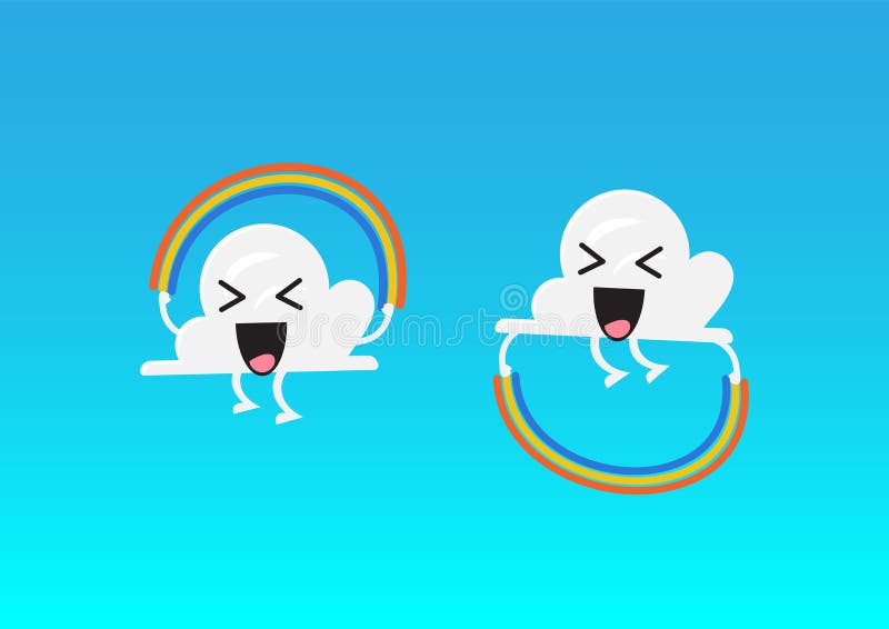 Cloud Character Jumping Rainbow Rope Ativity Stock Vector ...