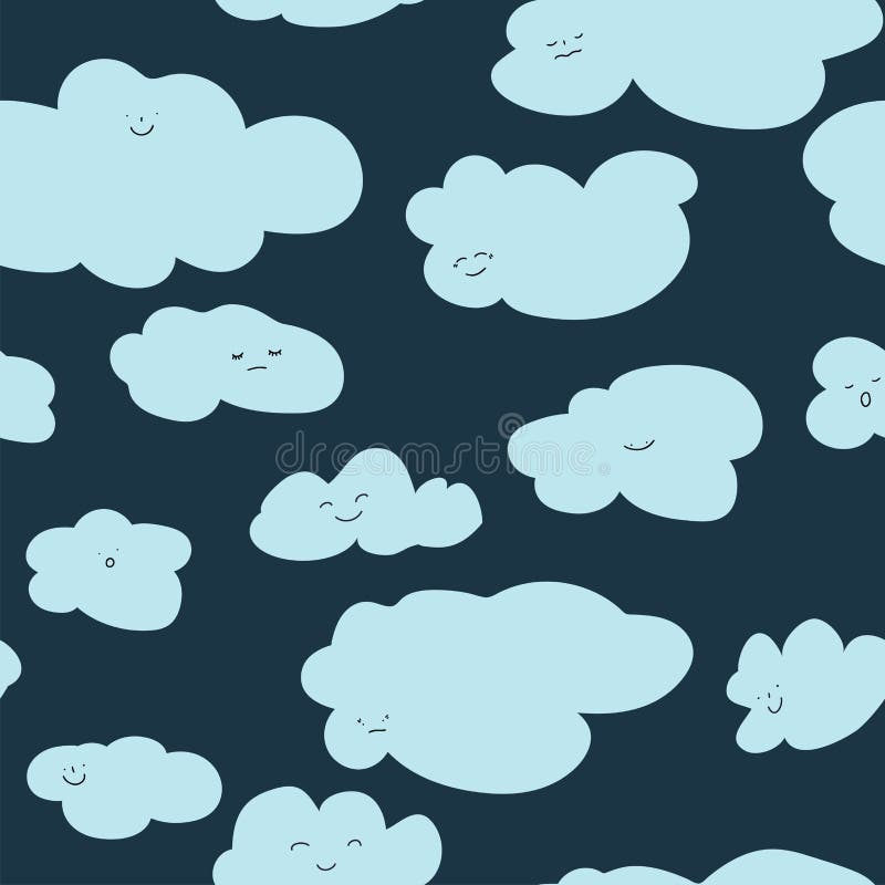 Cloud Character with Smiling Face Seamless Pattern Stock Vector ...