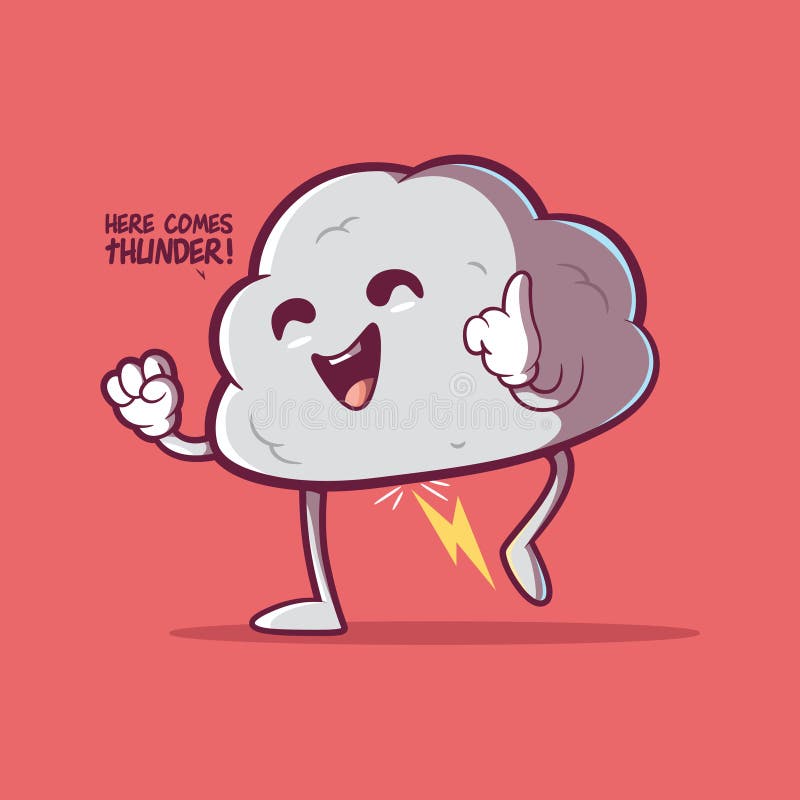 Cloud Character Smiling and Throwing Lightning Vector Illustration ...