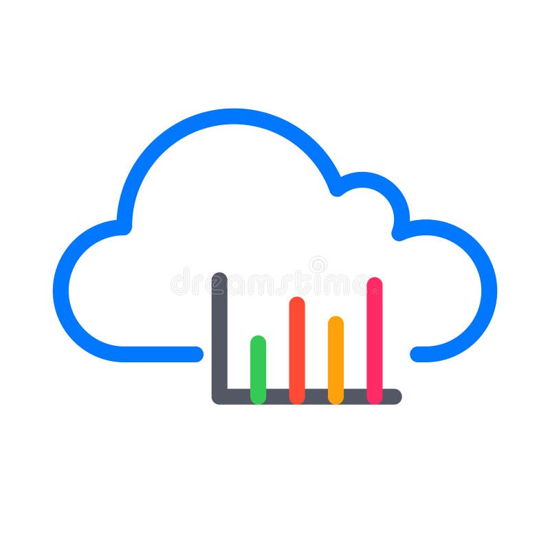 Cloud Chart. Data Visualization. Cloud Computing Icon. Simple Outline ...