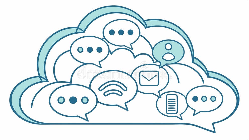 Cloud with Chat Bubbles, Communication and Social Media Vector Design ...