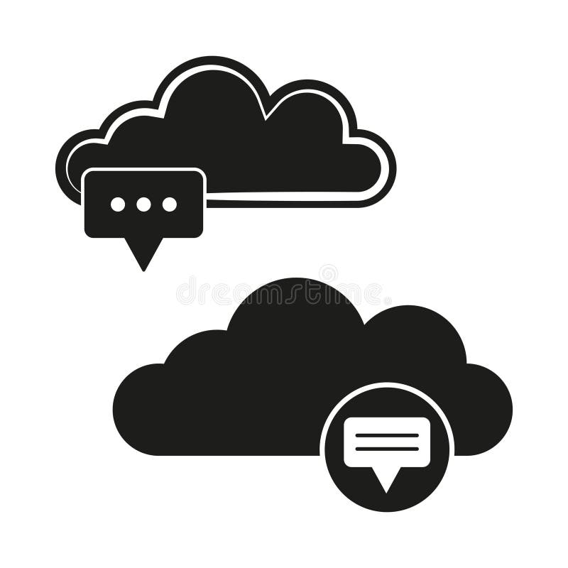 Cloud Chat Icons. Communication Symbols. Vector Silhouette. Technology ...