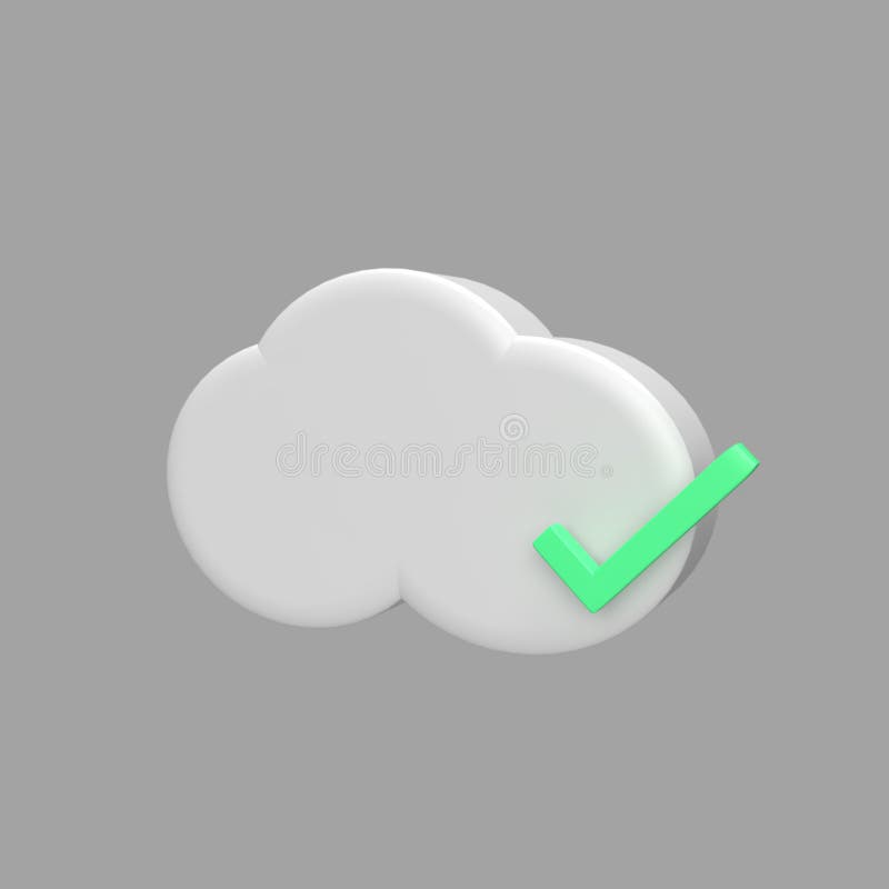 Cloud with Check Mark 3d Model Cartoon Style. Render Illustration Stock ...