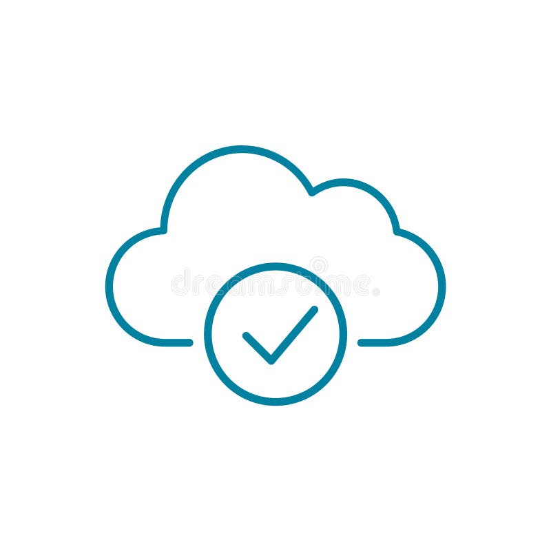 Cloud Check Mark Line Icon. Approved Access Tick Symbol. Stock Vector ...