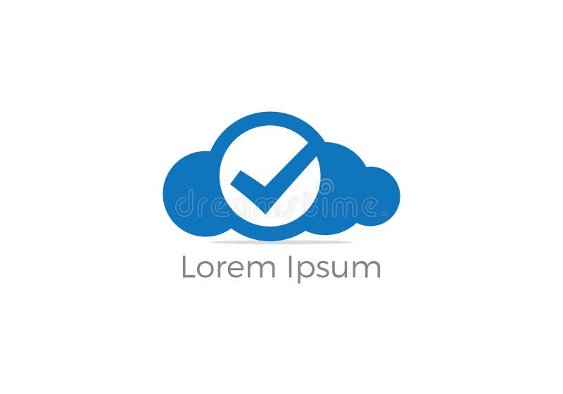 Cloud Check Mark Logo Design, Tick Mark on Shield and Cloud Icon ...