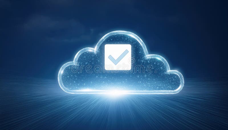 Cloud with Check Mark Symbolizing Digital Consent and Approval in ...