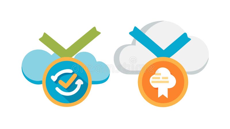 Cloud with Checkmark and Down Arrow, Secure Cloud Download, Vector Design Generative AI Stock ...