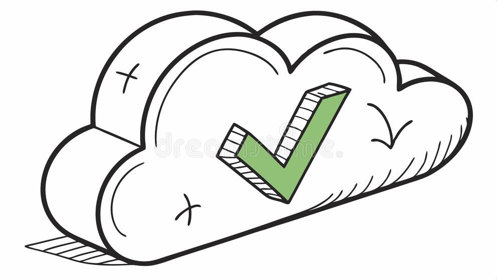 Cloud with Checkmark Icon, Cloud Service Confirmation Symbol Vector ...