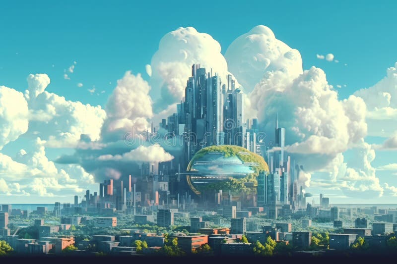 The Cloud City: a Technological Marvel in Hyper Detail Stock ...