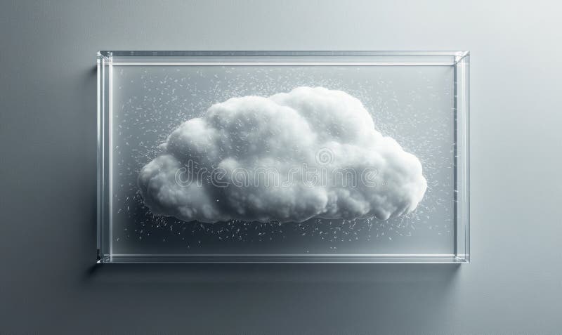 A Cloud is in a Clear Glass Box Stock Illustration - Illustration of ...