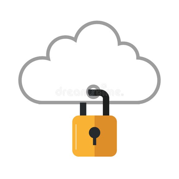 Cloud with Closed Padlock Icon Stock Illustration - Illustration of ...