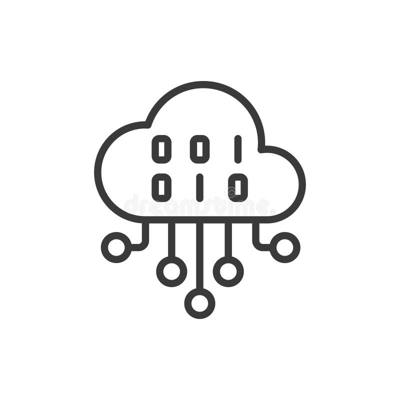Cloud Coding Icon In Line Design Cloud Coding Programming Data Storage Computing