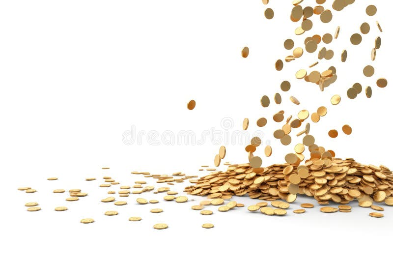 Cloud with Coins Falling Under it on White Background. Generative AI ...