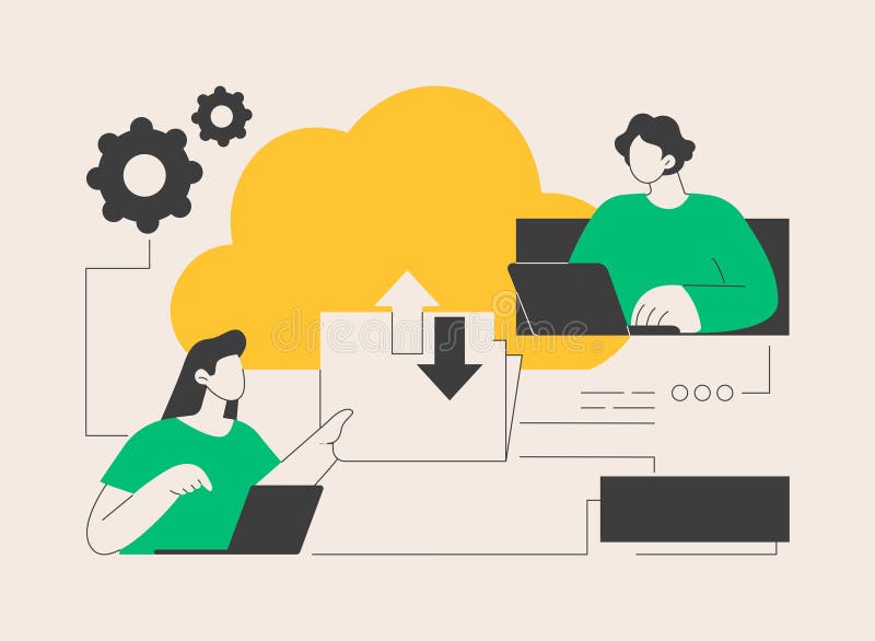 Cloud Collaboration Abstract Concept Vector Illustration. Stock Vector - Illustration of online ...