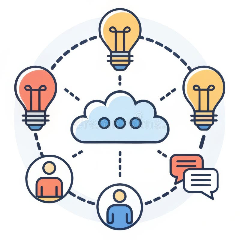 Cloud Collaboration Idea Sharing Network, Vector Illustration, Concept Design. Cloud Computing ...