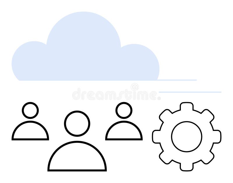 Cloud Collaboration and Teamwork with Gear Symbolizing Automation and Process Optimization Stock ...