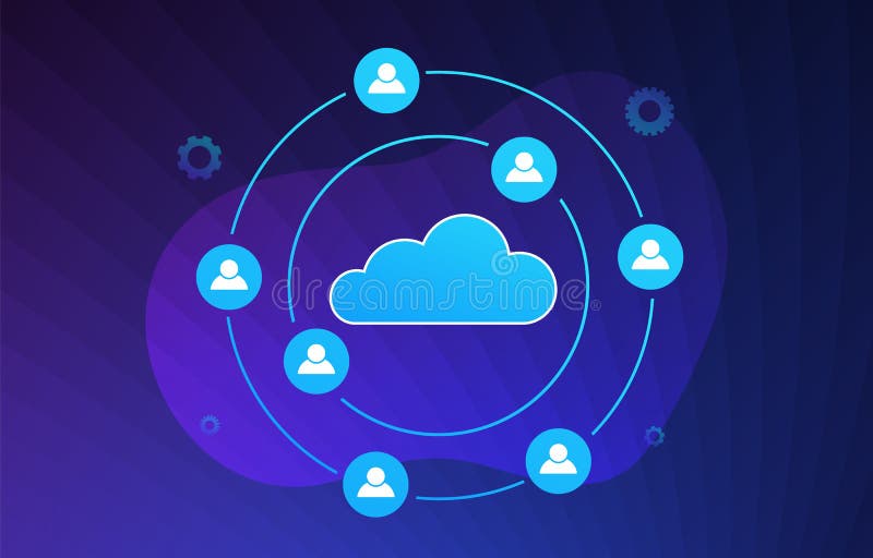 Cloud Collaboration Vector Illustration Concept. Remote Online Business ...