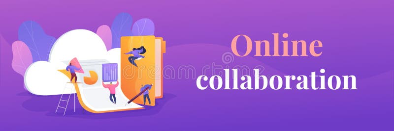 Cloud Collaboration Web Banner Concept. Stock Vector - Illustration of ...