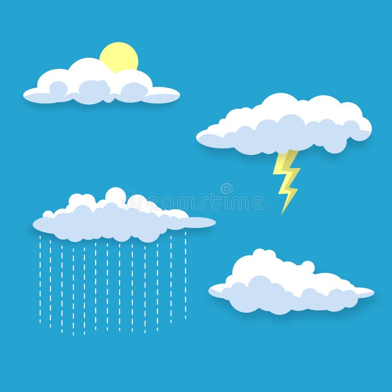 Cloud Collection Icon in Blue Sky, Cloud Vector Illustration for ...
