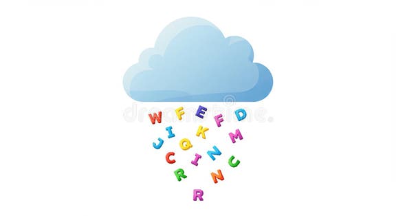 Cloud with Colorful Alphabet Letters Falling from Sky Stock ...