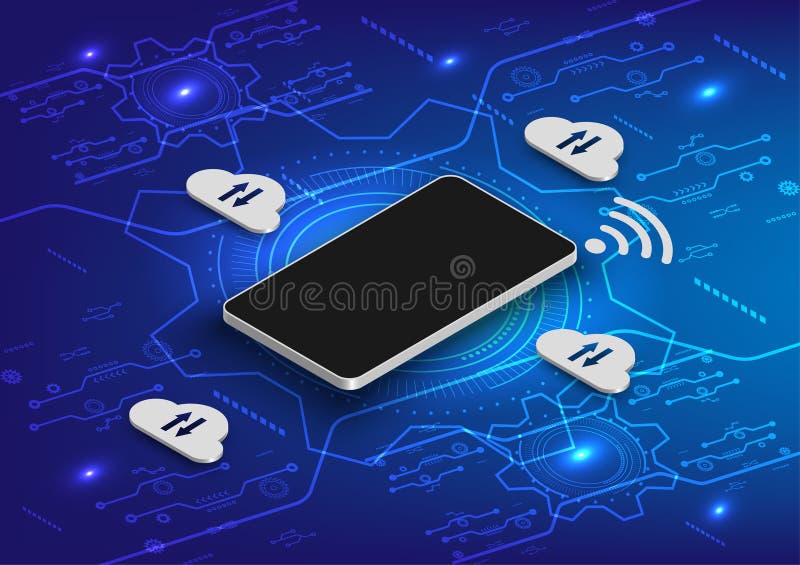 Cloud Communications Concept, Vector Illustration of Smartphone and ...