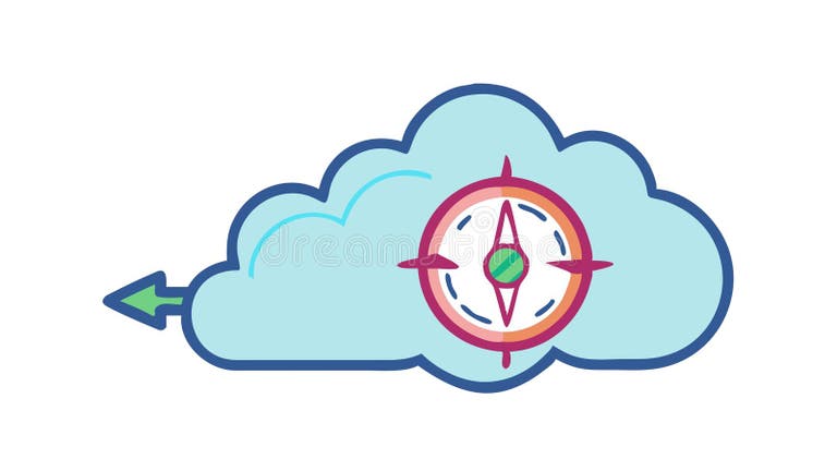 Cloud with Compass Icon for Strategic Direction Vector, Vector Design ...