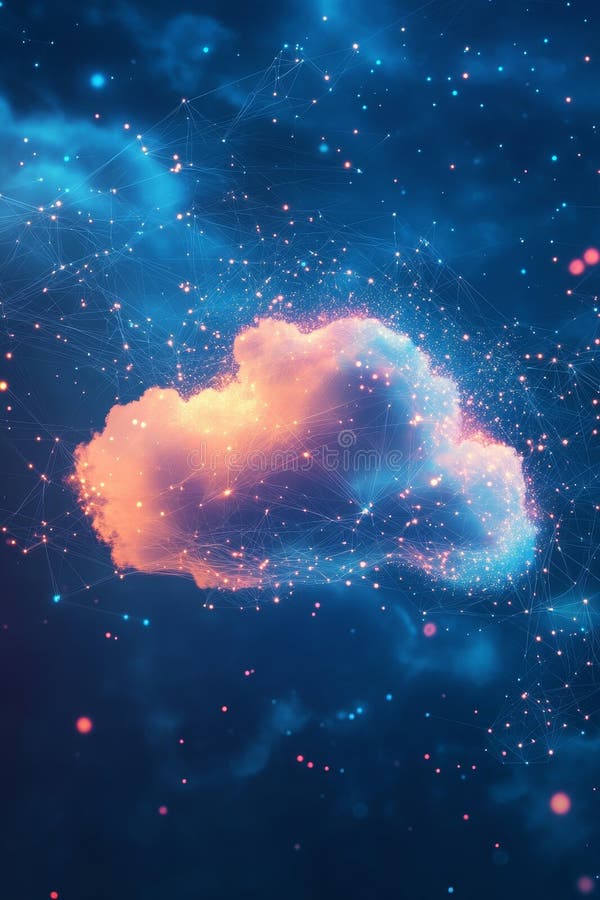 Cloud Composition with AI Data Visualization and Digital Elements Stock ...