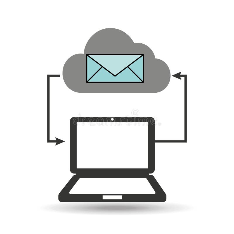 Cloud Computer Connected Email Message Stock Vector - Illustration of ...