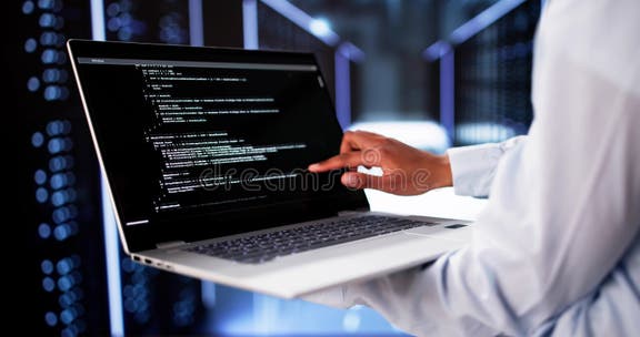 Cloud Computer Engineer Coding in Server Room in Data Center Stock Image - Image of nigeria ...