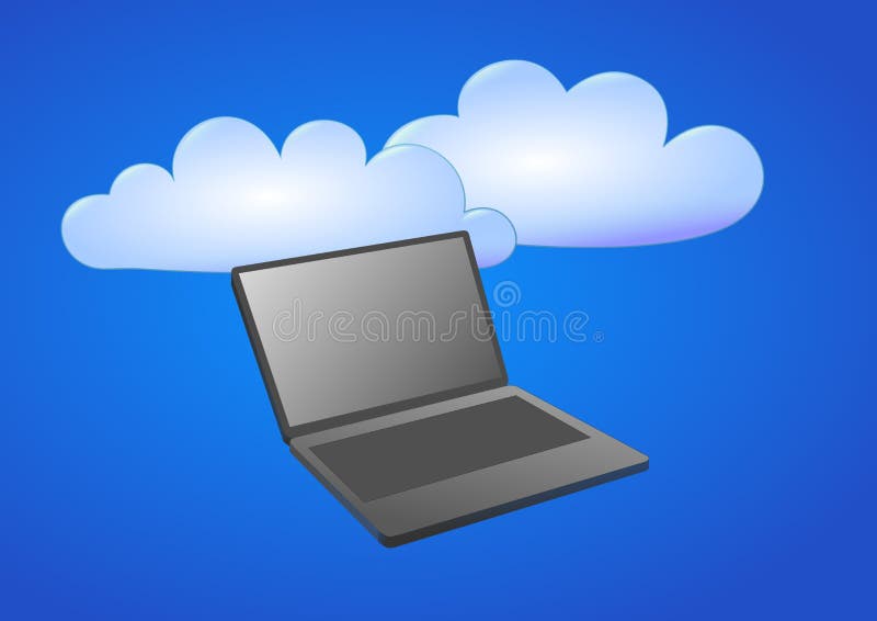 Cloud Computing in Blue Sky Background Vector Illustration Stock Photo ...