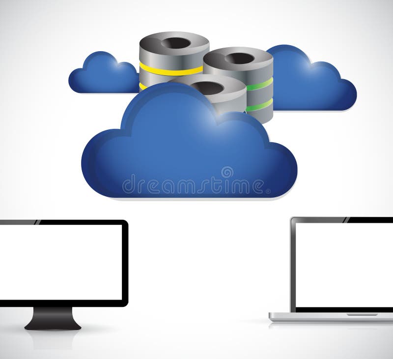 Computer Server and Cloud Storage Stock Illustration - Illustration of ...