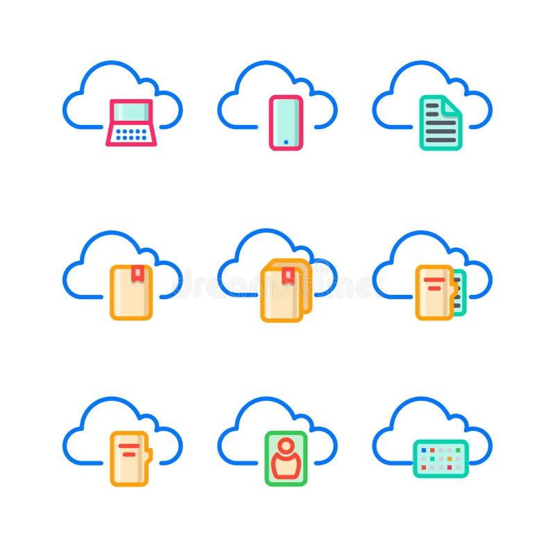 Cloud Computing Icon Set for the Website UI Design. Stock Illustration ...