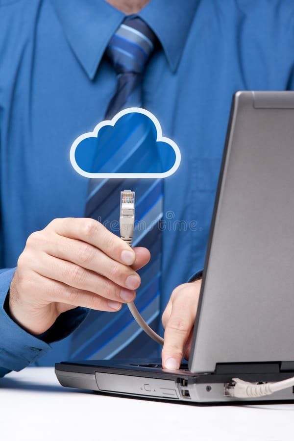 Cloud Computing Idea Concept. Businesswoman Stands by the Cloud Stock ...