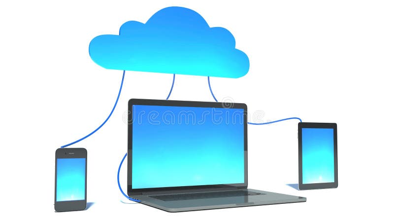 Cloud Computing Keyboard on Blue Sky Background Stock Vector ...