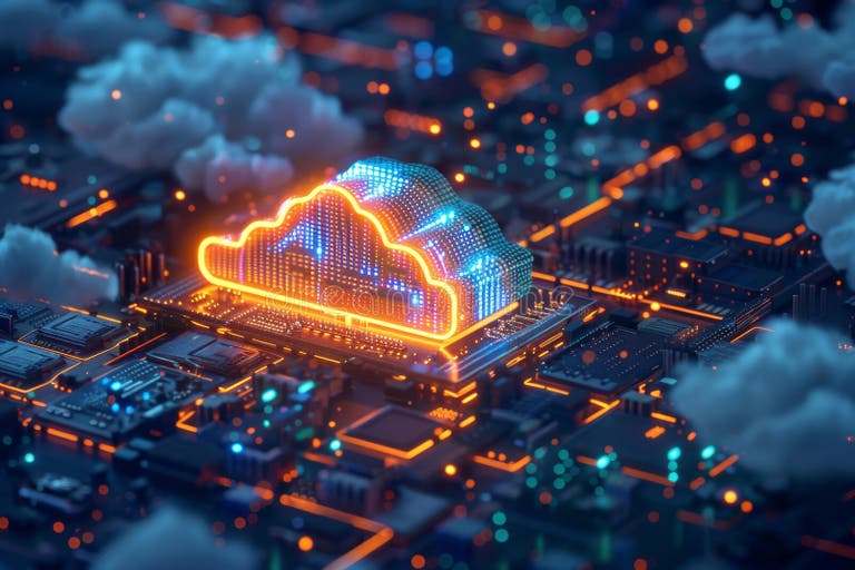 Cloud Computing Abstract Visualization. Represents Data Networking Technology Cloud Storage ...