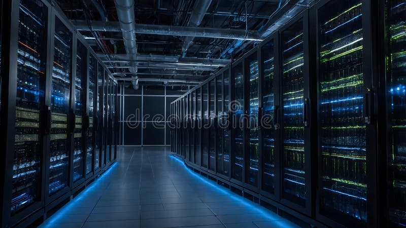 Cloud Computing in Action: Data Center with Servers and Blinking Lights ...