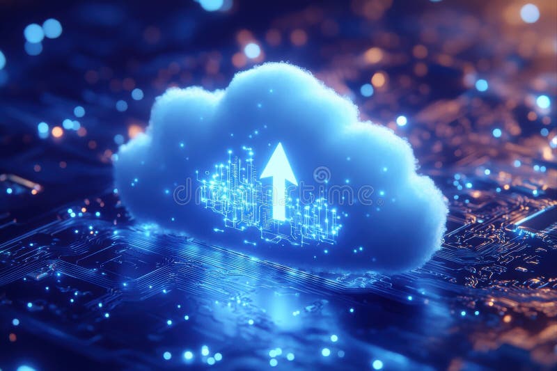 Cloud Computing Advancement Digital Landscape Technology Illustration ...