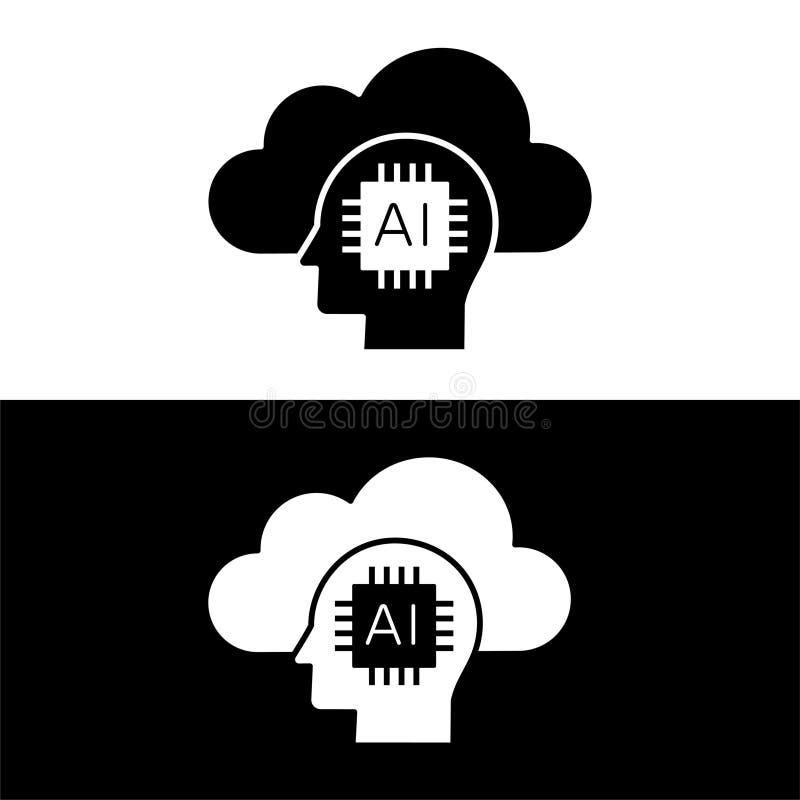 Cloud Computing with AI Icon - Illustrates the Concept of Cloud ...