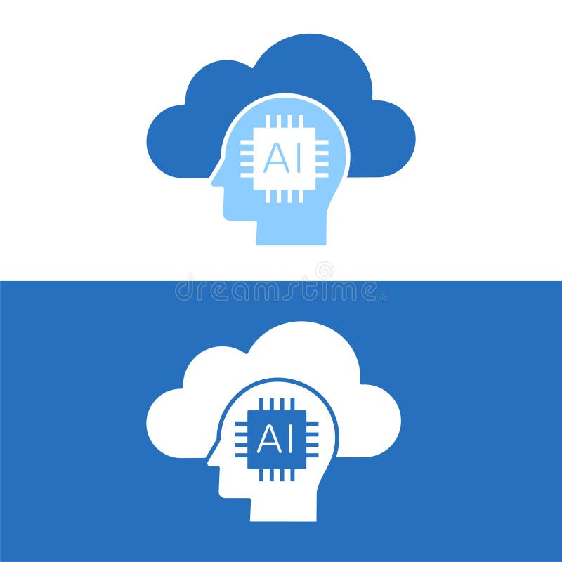 Cloud Computing with AI Icon - Illustrates the Concept of Cloud ...