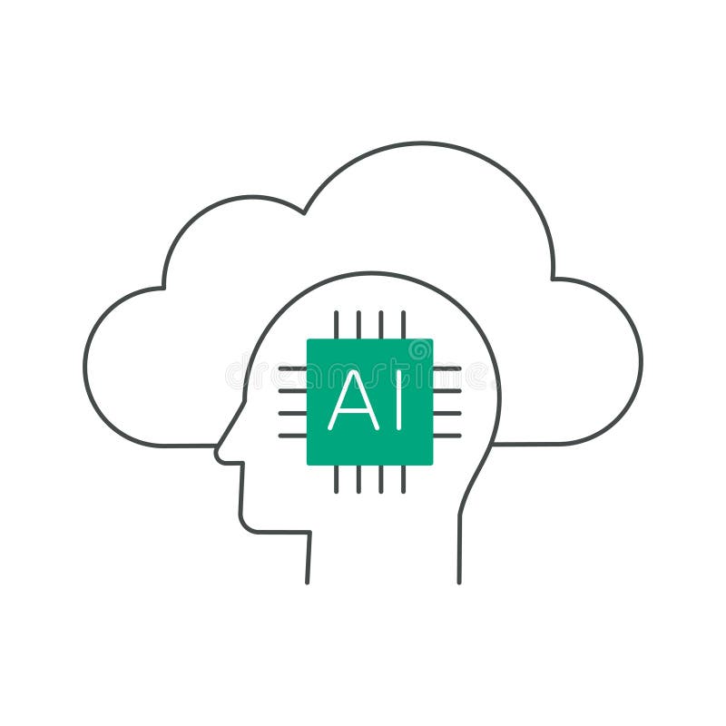 Cloud Computing with AI Icon - Illustrates the Concept of Cloud ...