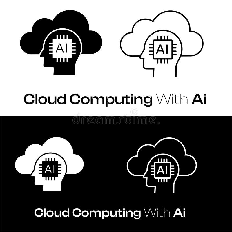 Cloud Computing with AI Icon - Illustrates the Concept of Cloud ...