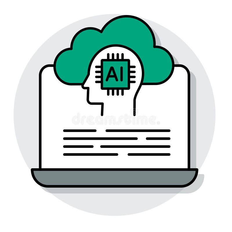 Cloud Computing with AI Icon - Illustrates the Concept of Cloud ...