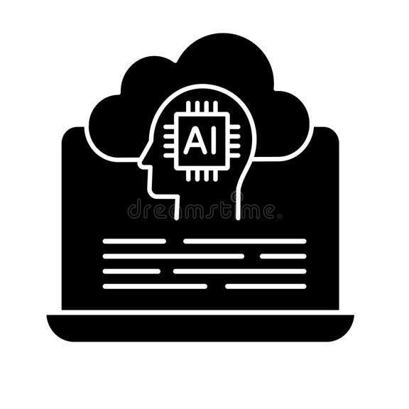 Cloud Computing with AI Icon - Illustrates the Concept of Cloud ...