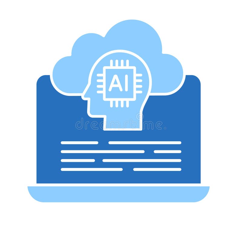 Cloud Computing with AI Icon - Illustrates the Concept of Cloud ...