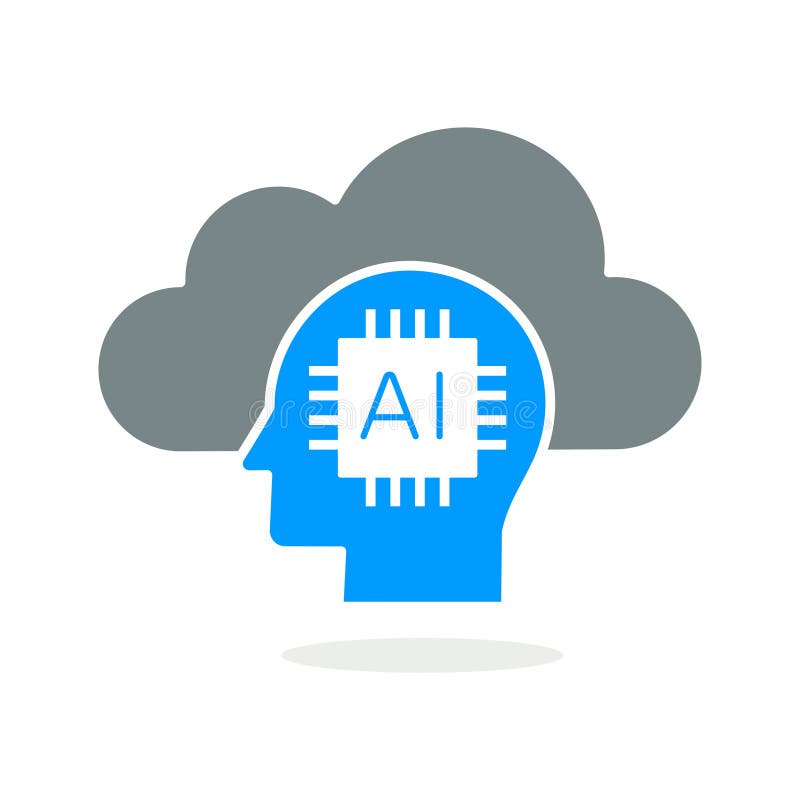 Cloud Computing with AI Icon - Illustrates the Concept of Cloud ...